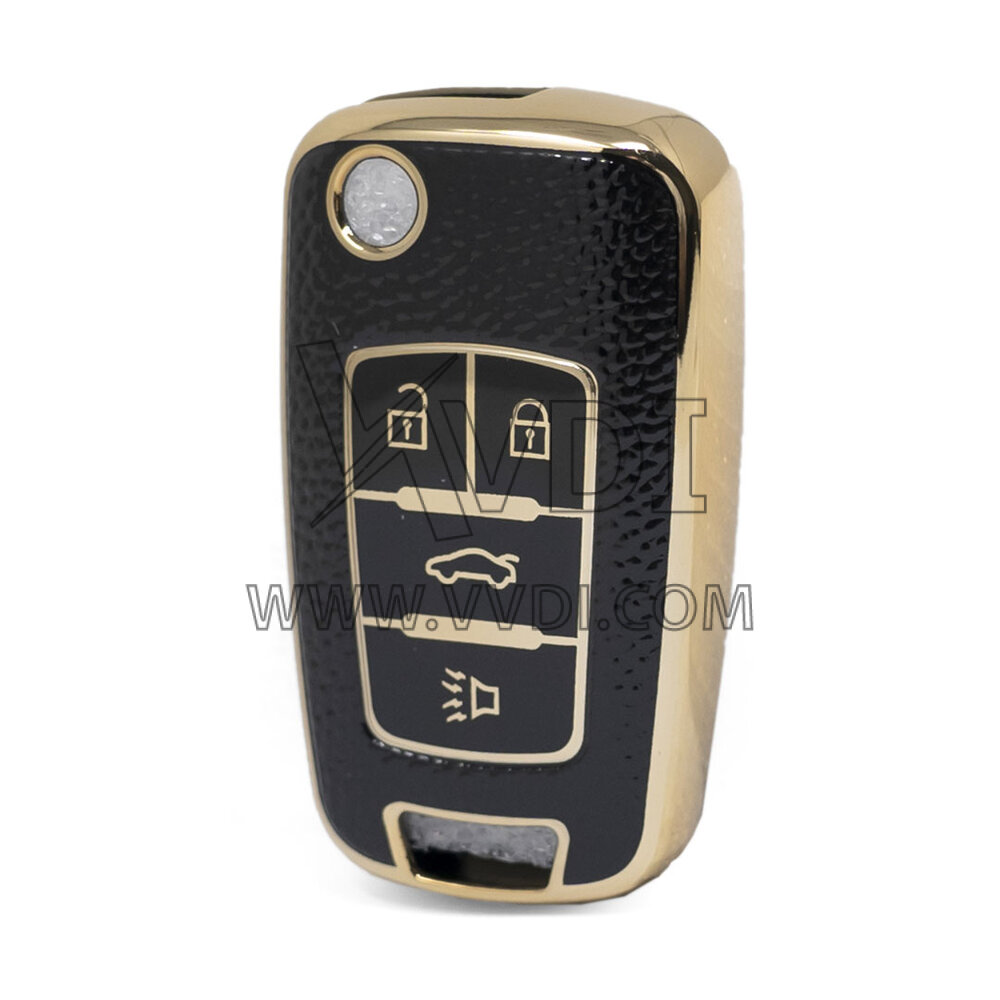 VD22064-Nano Leather Cover Chevrolet Flip Key 4B Black CRL-A13J4 | VVDI
