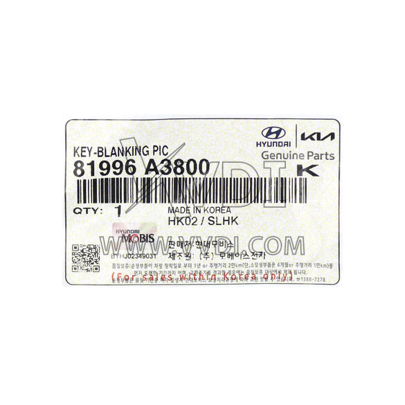 VD20630-Kia Ray Genuine Smart Remote Key Blade 81996-A3800 | VVDI