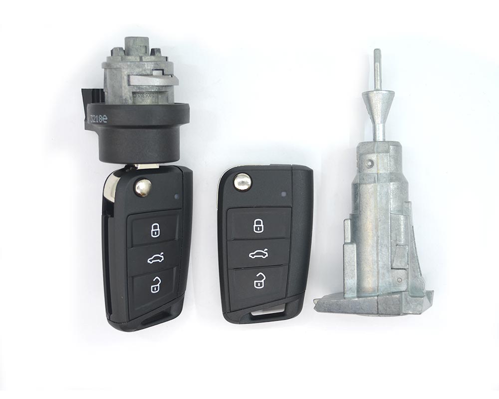 VW MQB BA New Type 2x 3 buttons 433MHz Flip Remote Key With Lock Set